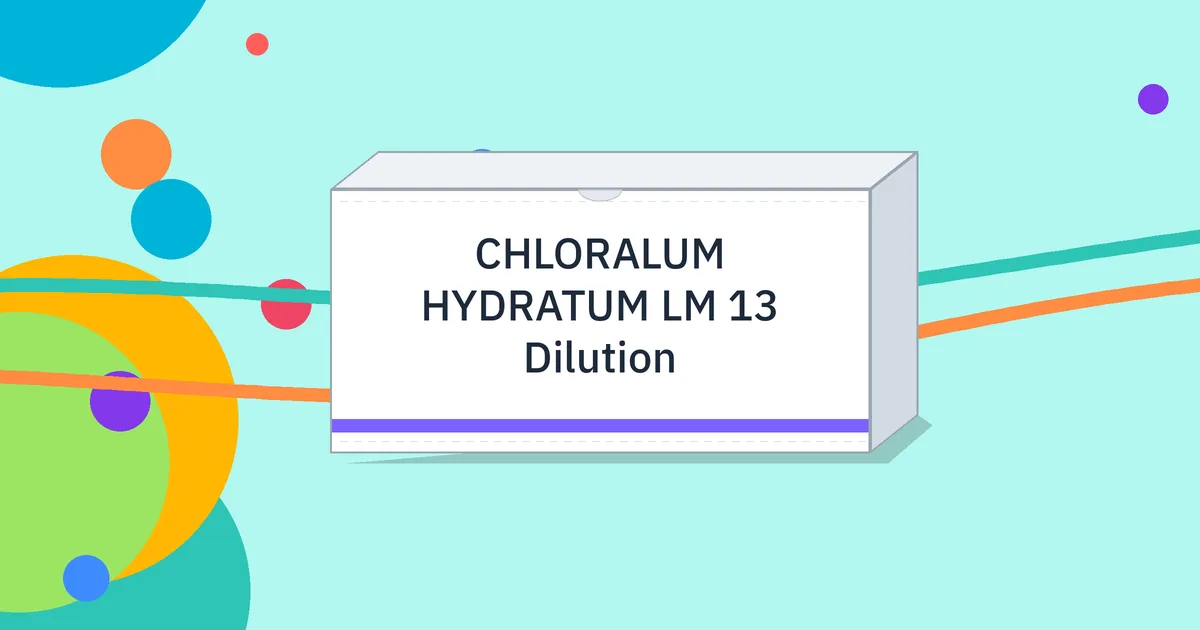 Symbolbild: Packung mit der Aufschrift CHLORALUM HYDRATUM LM 13 Dilution (PZN 13444098) – Verfügbarkeit und Bezug in Apotheken in Frankfurt am Main