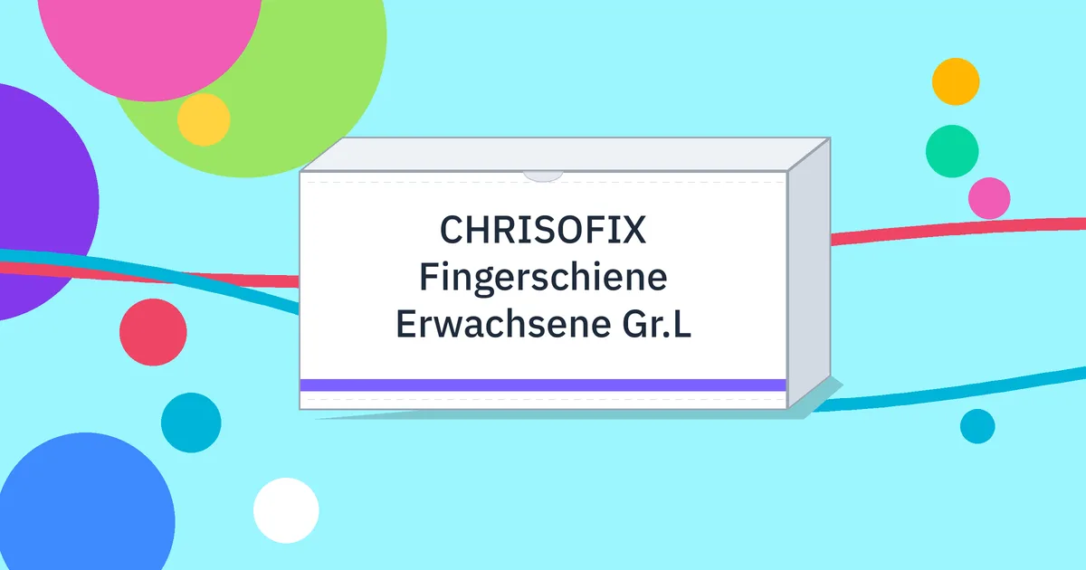 Symbolbild: Packung mit der Aufschrift CHRISOFIX Fingerschiene Erwachsene Gr.L (PZN 09913819) – Verfügbarkeit und Bezug in Apotheken in Frankfurt am Main