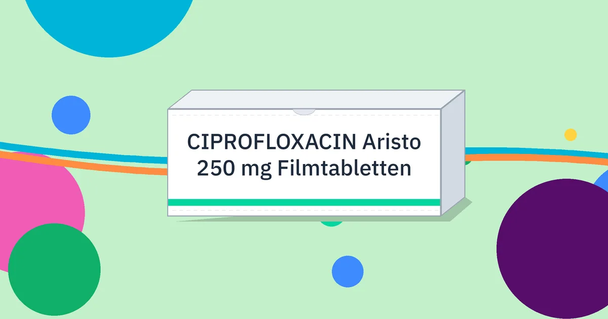 Symbolbild: Packung mit der Aufschrift CIPROFLOXACIN Aristo 250 mg Filmtabletten (PZN 05515306) – Verfügbarkeit und Bezug in Apotheken in Frankfurt am Main