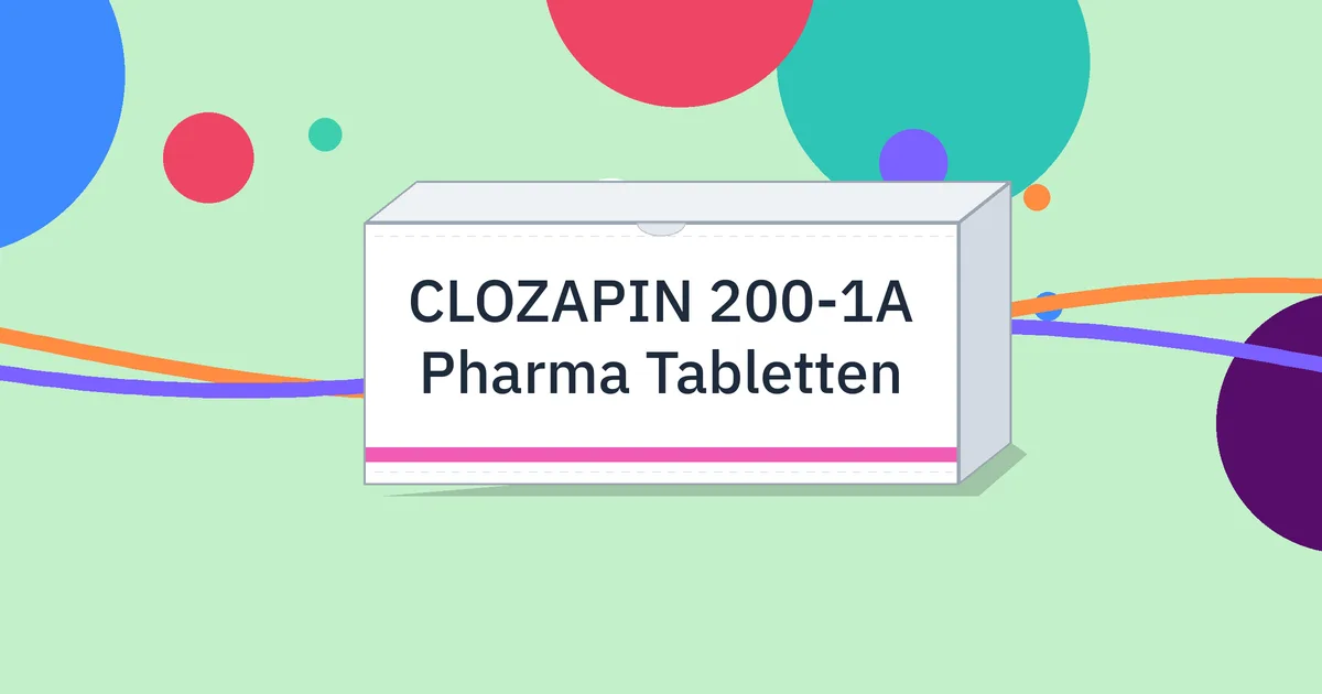 Symbolbild: Packung mit der Aufschrift CLOZAPIN 200-1A Pharma Tabletten (PZN 00682755) – Verfügbarkeit und Bezug in Apotheken in Frankfurt am Main