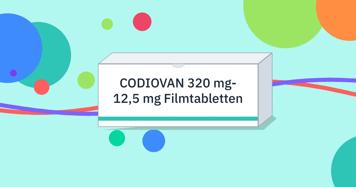 Symbolbild: Packung mit der Aufschrift CODIOVAN 320 mg-12,5 mg Filmtabletten (PZN 04460477) – Verfügbarkeit und Bezug in Apotheken in Frankfurt am Main