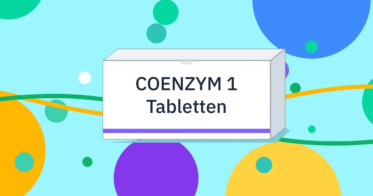 Symbolbild: Packung mit der Aufschrift COENZYM 1 Tabletten (PZN 10124281) – Verfügbarkeit und Bezug in Apotheken in Frankfurt am Main