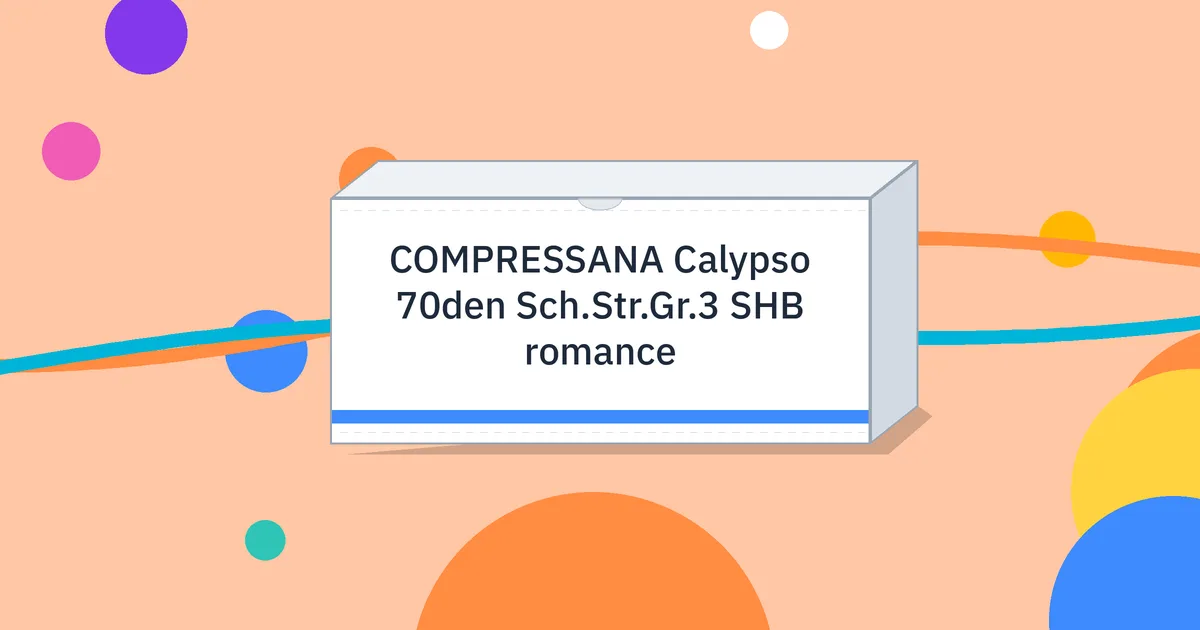 Symbolbild: Packung mit der Aufschrift COMPRESSANA Calypso 70den Sch.Str.Gr.3 SHB romance (PZN 08910925) – Verfügbarkeit und Bezug in Apotheken in Frankfurt am Main