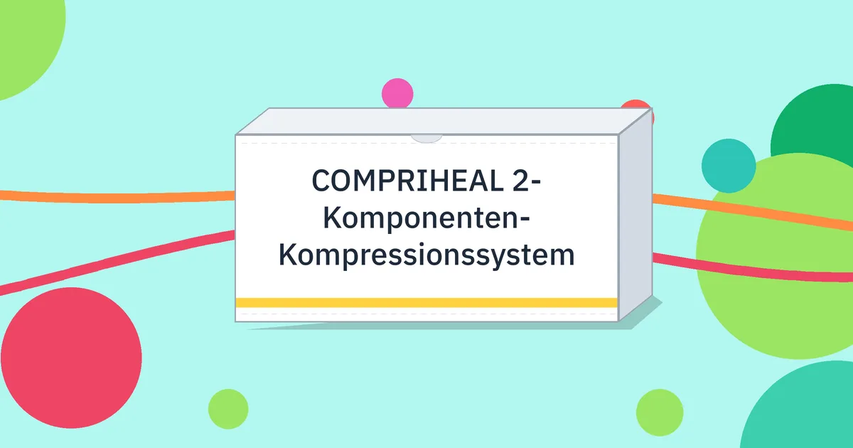 Symbolbild: Packung mit der Aufschrift COMPRIHEAL 2-Komponenten-Kompressionssystem (PZN 19515876) – Verfügbarkeit und Bezug in Apotheken in Frankfurt am Main