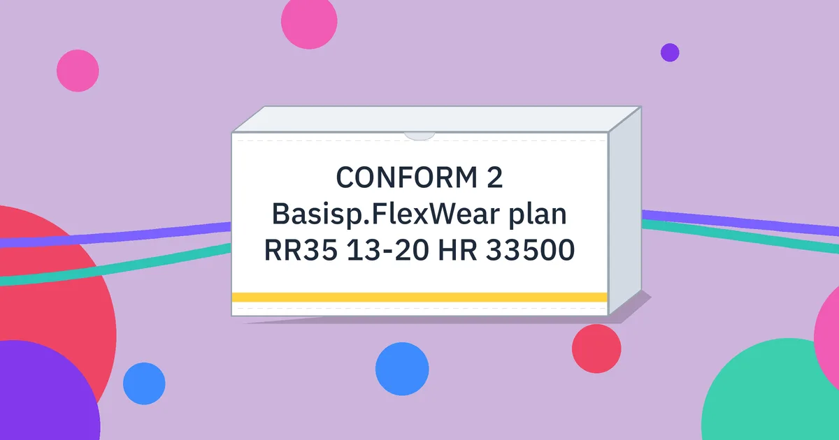 Symbolbild: Packung mit der Aufschrift CONFORM 2 Basisp.FlexWear plan RR35 13-20 HR 33500 (PZN 00733694) – Verfügbarkeit und Bezug in Apotheken in Frankfurt am Main