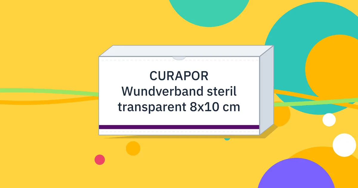 Symbolbild: Packung mit der Aufschrift CURAPOR Wundverband steril transparent 8x10 cm (PZN 02913555) – Verfügbarkeit und Bezug in Apotheken in Frankfurt am Main
