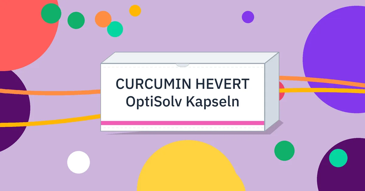 Symbolbild: Packung mit der Aufschrift CURCUMIN HEVERT OptiSolv Kapseln (PZN 19709824) – Verfügbarkeit und Bezug in Apotheken in Frankfurt am Main