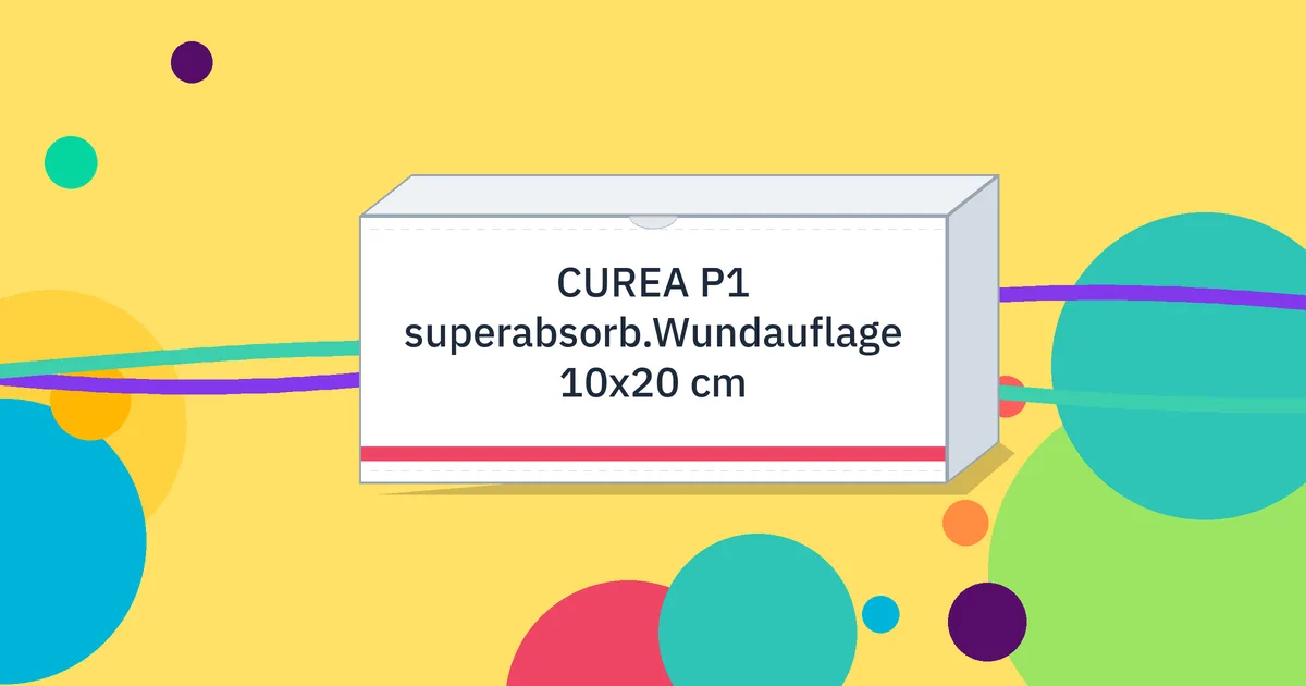Symbolbild: Packung mit der Aufschrift CUREA P1 superabsorb.Wundauflage 10x20 cm (PZN 16005465) – Verfügbarkeit und Bezug in Apotheken in Frankfurt am Main
