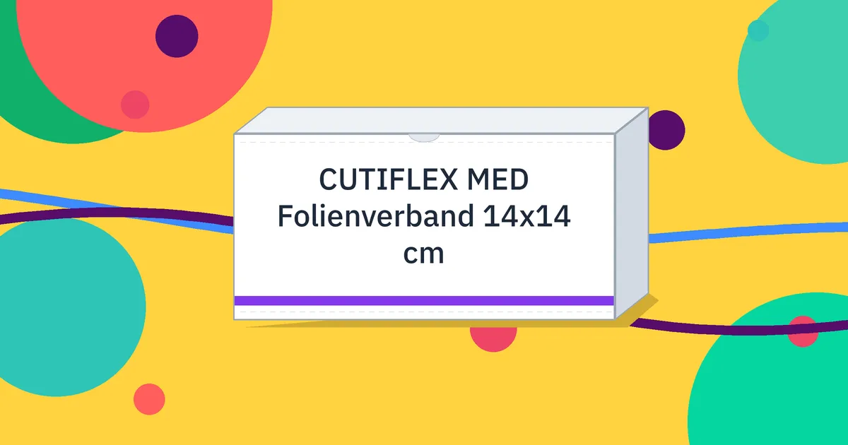 Symbolbild: Packung mit der Aufschrift CUTIFLEX MED Folienverband 14x14 cm (PZN 20111523) – Verfügbarkeit und Bezug in Apotheken in Frankfurt am Main