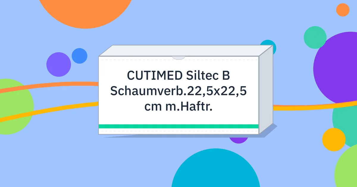 Symbolbild: Packung mit der Aufschrift CUTIMED Siltec B Schaumverb.22,5x22,5 cm m.Haftr. (PZN 07341253) – Verfügbarkeit und Bezug in Apotheken in Frankfurt am Main