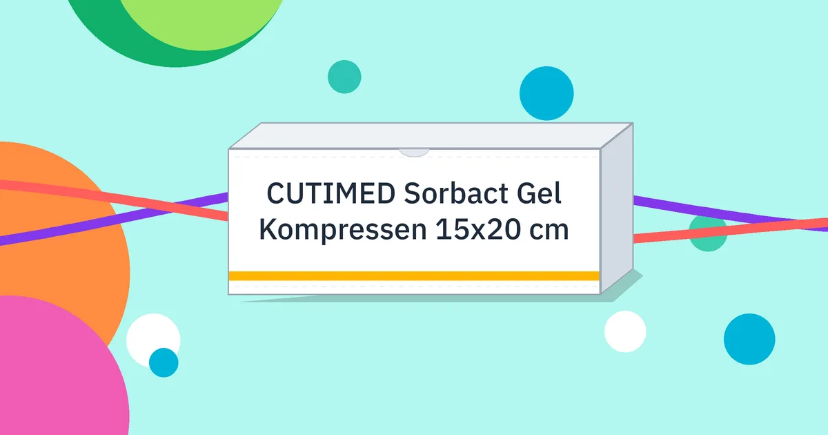 Symbolbild: Packung mit der Aufschrift CUTIMED Sorbact Gel Kompressen 15x20 cm (PZN 20543582) – Verfügbarkeit und Bezug in Apotheken in Frankfurt am Main