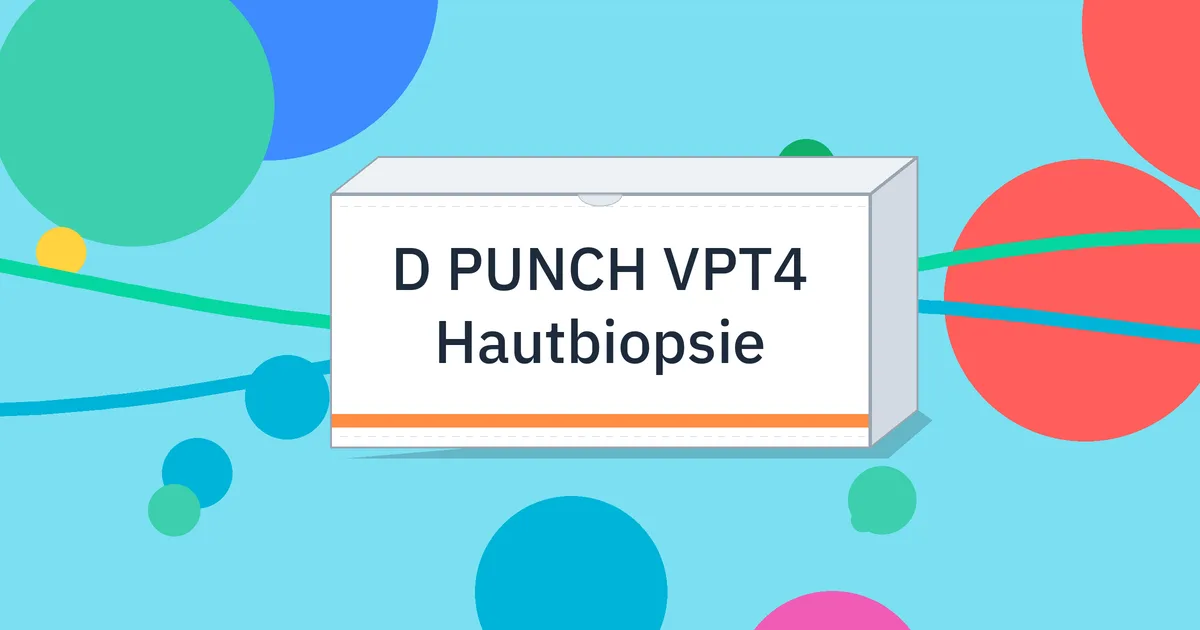 Symbolbild: Packung mit der Aufschrift D PUNCH VPT4 Hautbiopsie (PZN 19250716) – Verfügbarkeit und Bezug in Apotheken in Frankfurt am Main