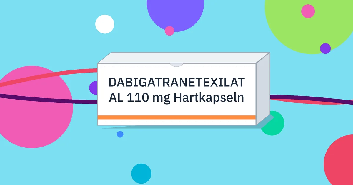 Symbolbild: Packung mit der Aufschrift DABIGATRANETEXILAT AL 110 mg Hartkapseln (PZN 18372133) – Verfügbarkeit und Bezug in Apotheken in Frankfurt am Main