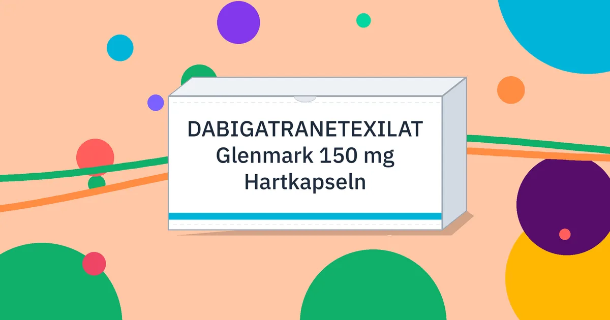 Symbolbild: Packung mit der Aufschrift DABIGATRANETEXILAT Glenmark 150 mg Hartkapseln (PZN 18444482) – Verfügbarkeit und Bezug in Apotheken in Frankfurt am Main