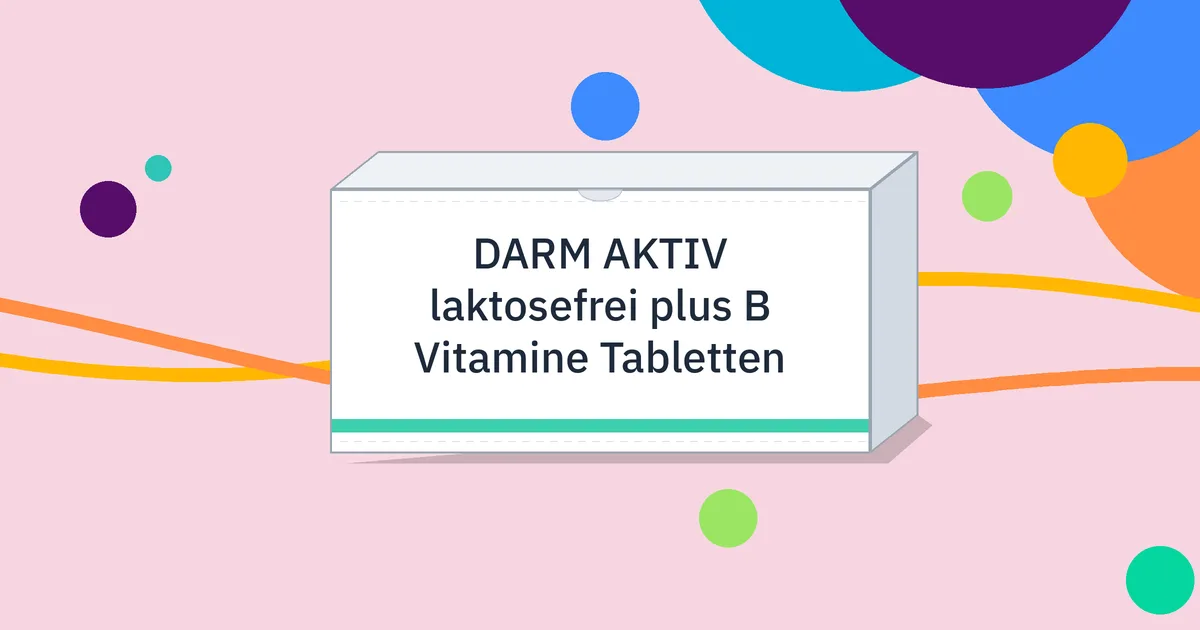 Symbolbild: Packung mit der Aufschrift DARM AKTIV laktosefrei plus B Vitamine Tabletten (PZN 16527695) – Verfügbarkeit und Bezug in Apotheken in Frankfurt am Main
