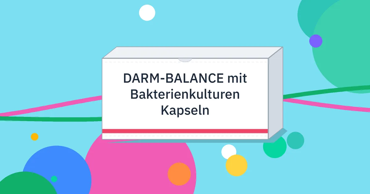 Symbolbild: Packung mit der Aufschrift DARM-BALANCE mit Bakterienkulturen Kapseln (PZN 20202131) – Verfügbarkeit und Bezug in Apotheken in Frankfurt am Main