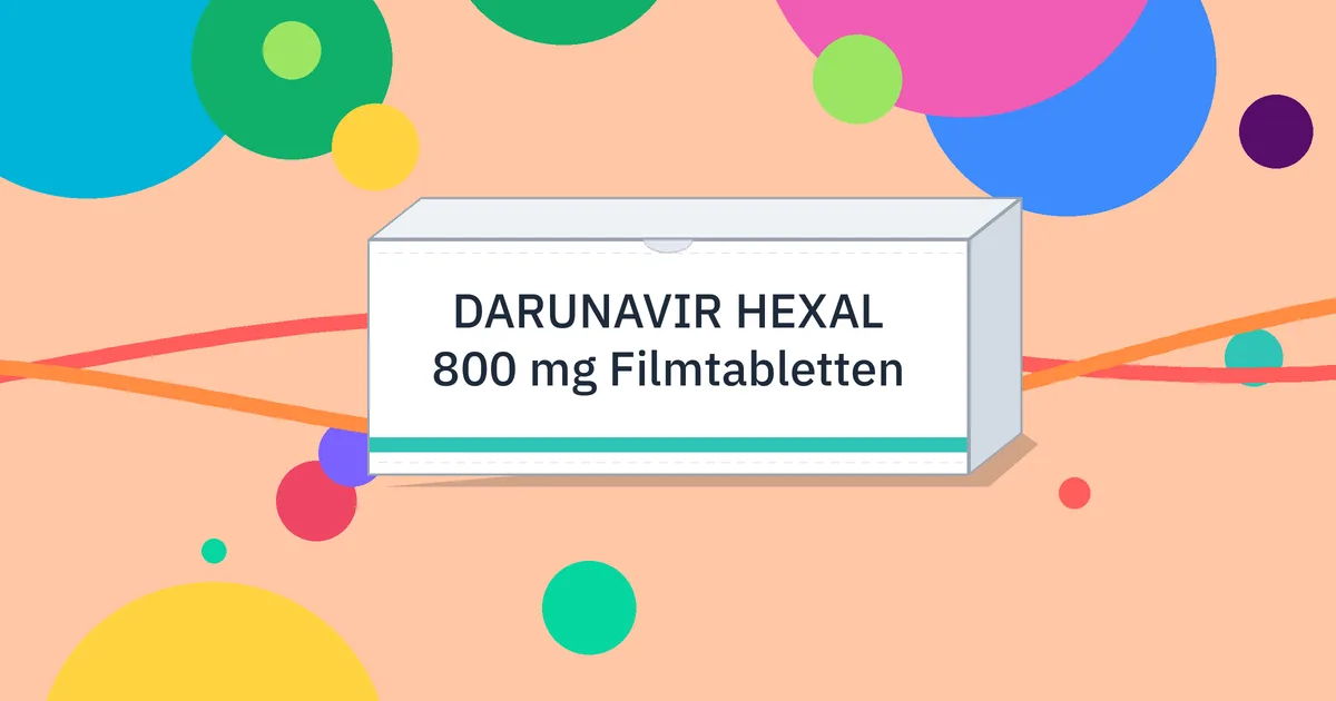 Symbolbild: Packung mit der Aufschrift DARUNAVIR HEXAL 800 mg Filmtabletten (PZN 19301750) – Verfügbarkeit und Bezug in Apotheken in Frankfurt am Main