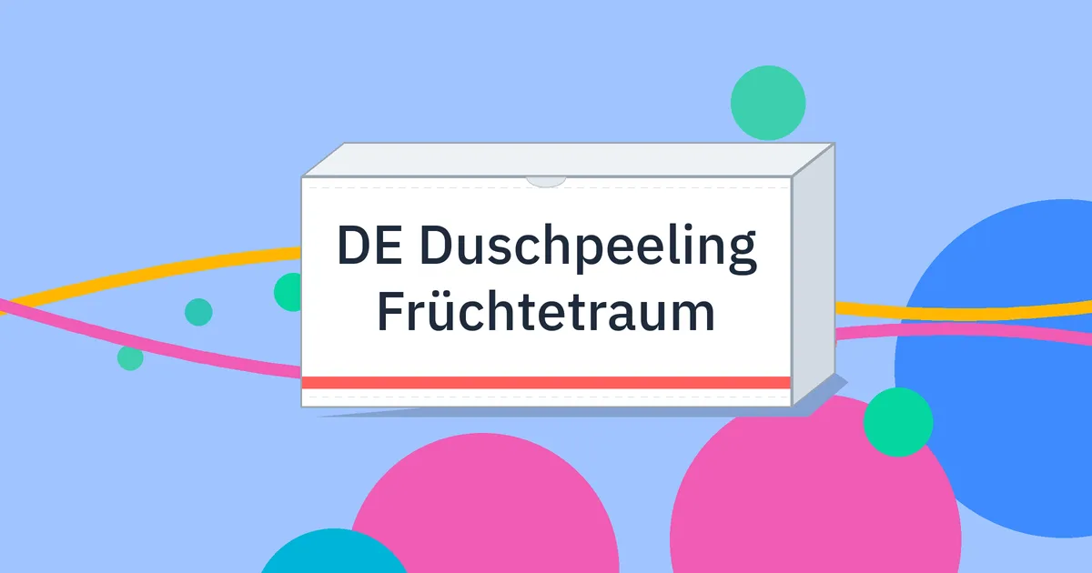 Symbolbild: Packung mit der Aufschrift DE Duschpeeling Früchtetraum (PZN 18451708) – Verfügbarkeit und Bezug in Apotheken in Frankfurt am Main