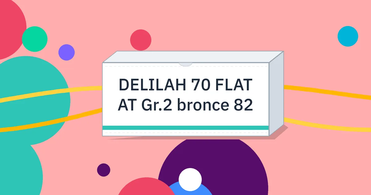 Symbolbild: Packung mit der Aufschrift DELILAH 70 FLAT AT Gr.2 bronce 82 (PZN 13848192) – Verfügbarkeit und Bezug in Apotheken in Frankfurt am Main