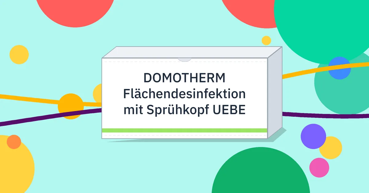 Symbolbild: Packung mit der Aufschrift DOMOTHERM Flächendesinfektion mit Sprühkopf UEBE (PZN 20894778) – Verfügbarkeit und Bezug in Apotheken in Frankfurt am Main