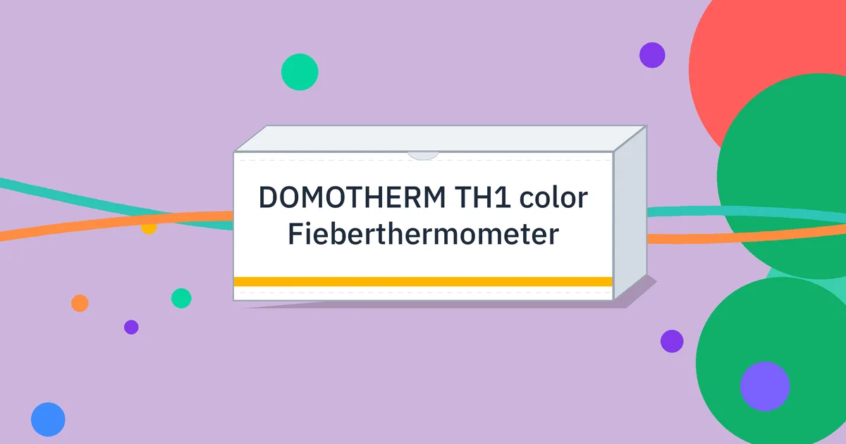 Symbolbild: Packung mit der Aufschrift DOMOTHERM TH1 color Fieberthermometer (PZN 00805666) – Verfügbarkeit und Bezug in Apotheken in Frankfurt am Main