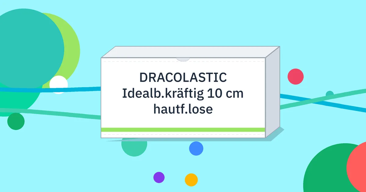 Symbolbild: Packung mit der Aufschrift DRACOLASTIC Idealb.kräftig 10 cm hautf.lose (PZN 03895210) – Verfügbarkeit und Bezug in Apotheken in Frankfurt am Main