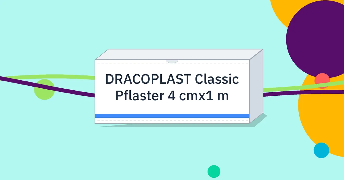 Symbolbild: Packung mit der Aufschrift DRACOPLAST Classic Pflaster 4 cmx1 m (PZN 09513534) – Verfügbarkeit und Bezug in Apotheken in Frankfurt am Main