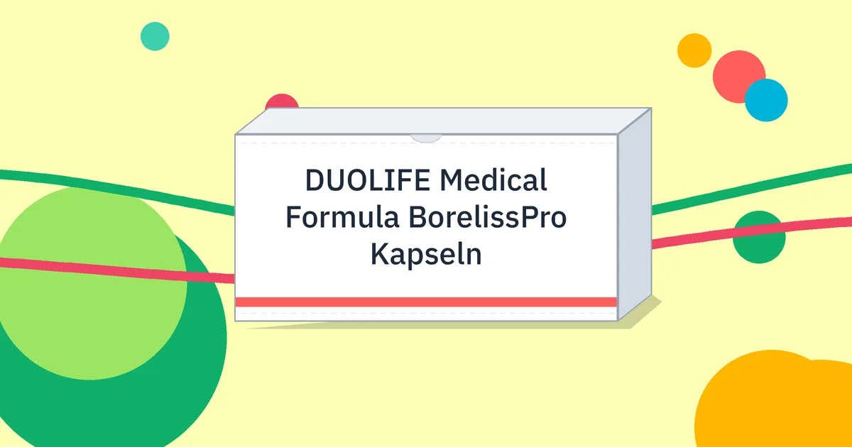 Symbolbild: Packung mit der Aufschrift DUOLIFE Medical Formula BorelissPro Kapseln (PZN 16683432) – Verfügbarkeit und Bezug in Apotheken in Frankfurt am Main