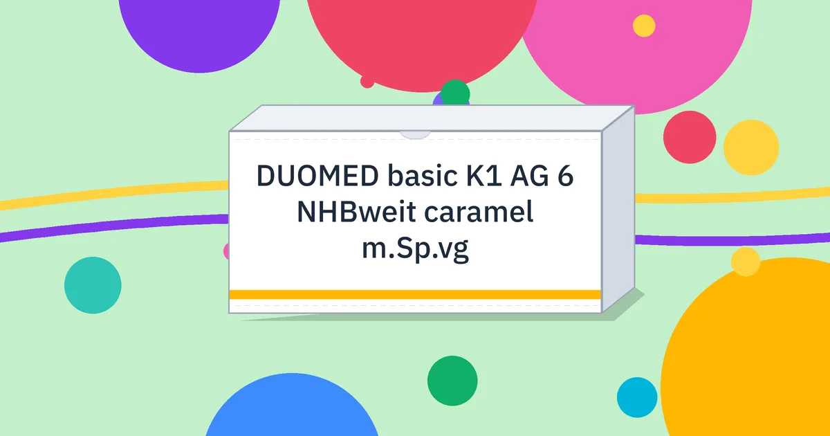 Symbolbild: Packung mit der Aufschrift DUOMED basic K1 AG 6 NHBweit caramel m.Sp.vg (PZN 20905708) – Verfügbarkeit und Bezug in Apotheken in Frankfurt am Main