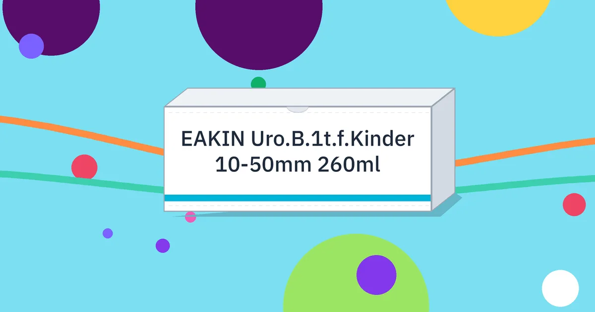 Symbolbild: Packung mit der Aufschrift EAKIN Uro.B.1t.f.Kinder 10-50mm 260ml (PZN 09642786) – Verfügbarkeit und Bezug in Apotheken in Frankfurt am Main