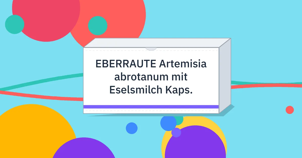 Symbolbild: Packung mit der Aufschrift EBERRAUTE Artemisia abrotanum mit Eselsmilch Kaps. (PZN 19680109) – Verfügbarkeit und Bezug in Apotheken in Frankfurt am Main