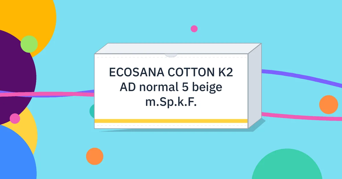 Symbolbild: Packung mit der Aufschrift ECOSANA COTTON K2 AD normal 5 beige m.Sp.k.F. (PZN 16948043) – Verfügbarkeit und Bezug in Apotheken in Frankfurt am Main