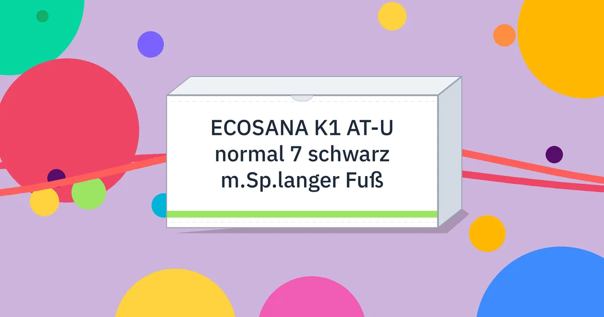 Symbolbild: Packung mit der Aufschrift ECOSANA K1 AT-U normal 7 schwarz m.Sp.langer Fuß (PZN 04735483) – Verfügbarkeit und Bezug in Apotheken in Frankfurt am Main