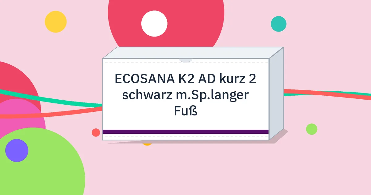 Symbolbild: Packung mit der Aufschrift ECOSANA K2 AD kurz 2 schwarz m.Sp.langer Fuß (PZN 10954054) – Verfügbarkeit und Bezug in Apotheken in Frankfurt am Main