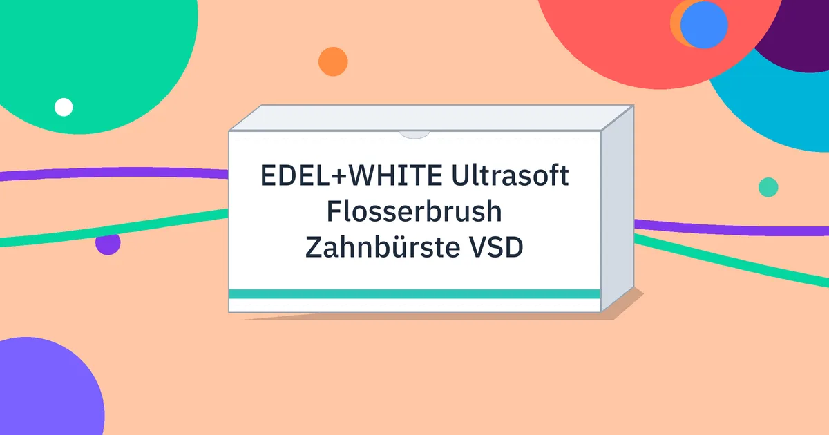 Symbolbild: Packung mit der Aufschrift EDEL+WHITE Ultrasoft Flosserbrush Zahnbürste VSD (PZN 17180727) – Verfügbarkeit und Bezug in Apotheken in Frankfurt am Main