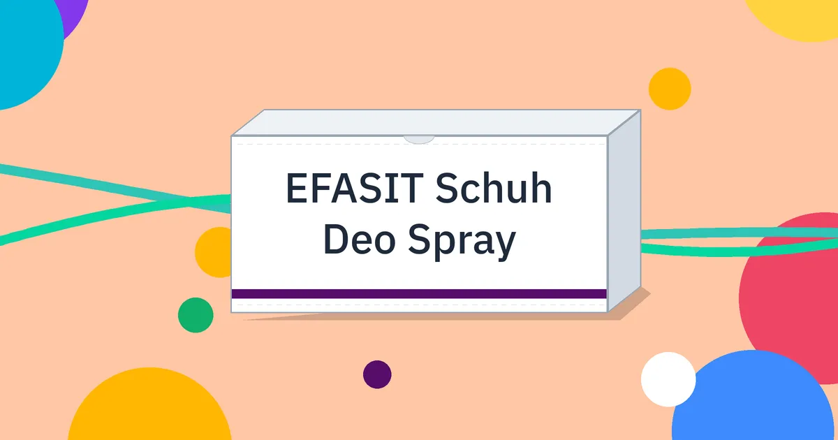 Symbolbild: Packung mit der Aufschrift EFASIT Schuh Deo Spray (PZN 17980250) – Verfügbarkeit und Bezug in Apotheken in Frankfurt am Main