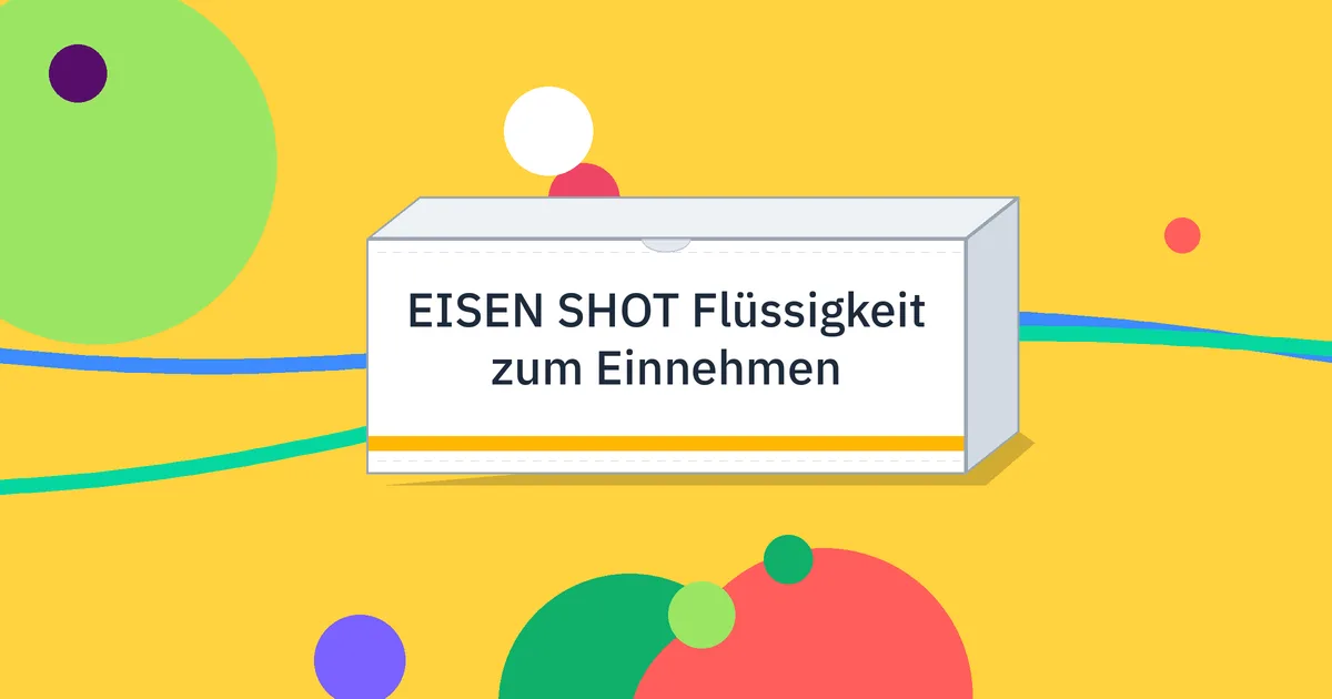 Symbolbild: Packung mit der Aufschrift EISEN SHOT Flüssigkeit zum Einnehmen (PZN 20232020) – Verfügbarkeit und Bezug in Apotheken in Frankfurt am Main