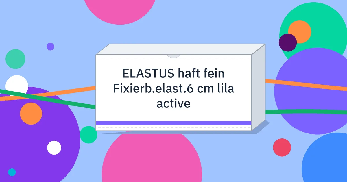 Symbolbild: Packung mit der Aufschrift ELASTUS haft fein Fixierb.elast.6 cm lila active (PZN 10308147) – Verfügbarkeit und Bezug in Apotheken in Frankfurt am Main