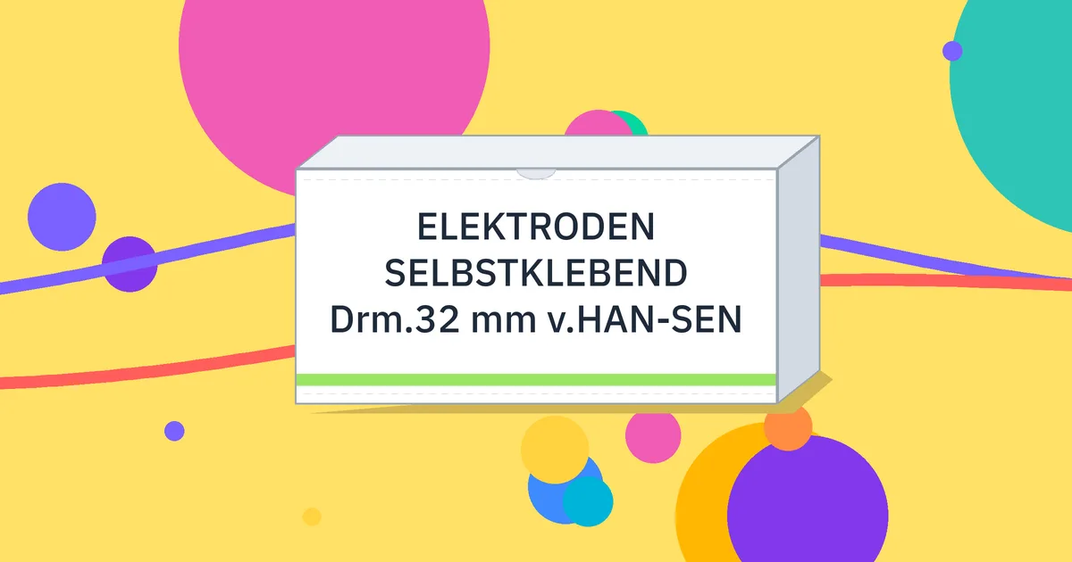 Symbolbild: Packung mit der Aufschrift ELEKTRODEN SELBSTKLEBEND Drm.32 mm v.HAN-SEN (PZN 02328064) – Verfügbarkeit und Bezug in Apotheken in Frankfurt am Main
