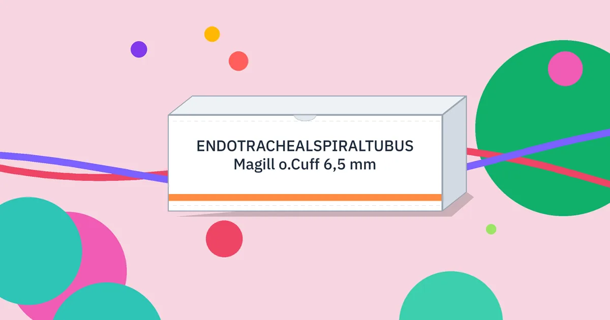 Symbolbild: Packung mit der Aufschrift ENDOTRACHEALSPIRALTUBUS Magill o.Cuff 6,5 mm (PZN 06497510) – Verfügbarkeit und Bezug in Apotheken in Frankfurt am Main
