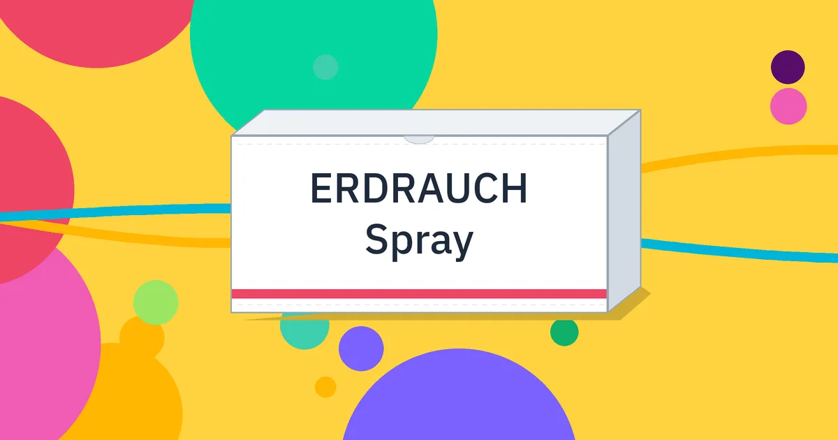 Symbolbild: Packung mit der Aufschrift ERDRAUCH Spray (PZN 11712488) – Verfügbarkeit und Bezug in Apotheken in Frankfurt am Main