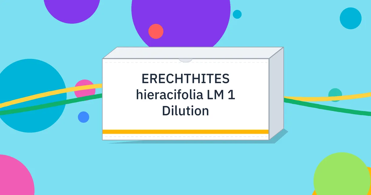 Symbolbild: Packung mit der Aufschrift ERECHTHITES hieracifolia LM 1 Dilution (PZN 13474219) – Verfügbarkeit und Bezug in Apotheken in Frankfurt am Main