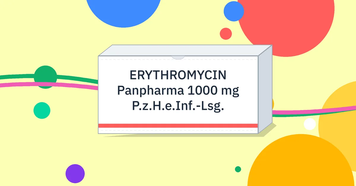Symbolbild: Packung mit der Aufschrift ERYTHROMYCIN Panpharma 1000 mg P.z.H.e.Inf.-Lsg. (PZN 19249392) – Verfügbarkeit und Bezug in Apotheken in Frankfurt am Main
