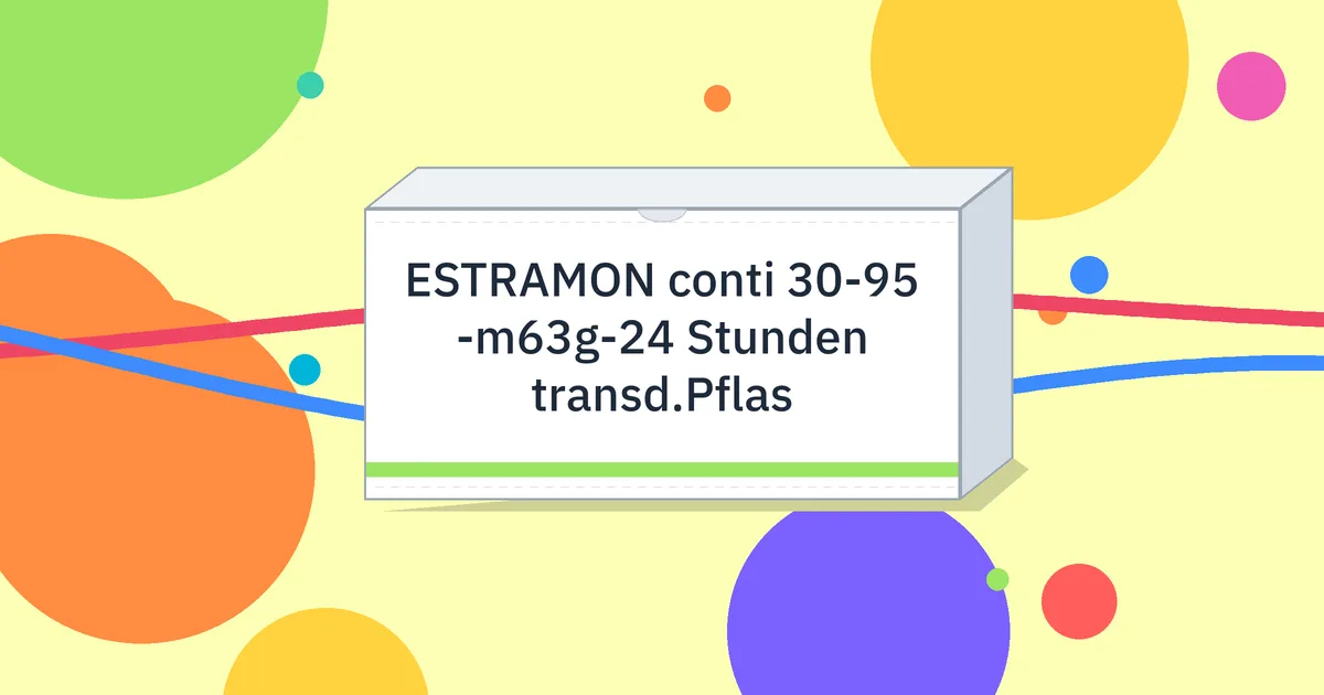 Symbolbild: Packung mit der Aufschrift ESTRAMON conti 30-95 -m63g-24 Stunden transd.Pflas (PZN 06845572) – Verfügbarkeit und Bezug in Apotheken in Frankfurt am Main