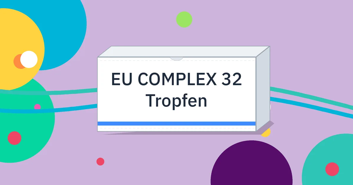 Symbolbild: Packung mit der Aufschrift EU COMPLEX 32 Tropfen (PZN 17873241) – Verfügbarkeit und Bezug in Apotheken in Frankfurt am Main