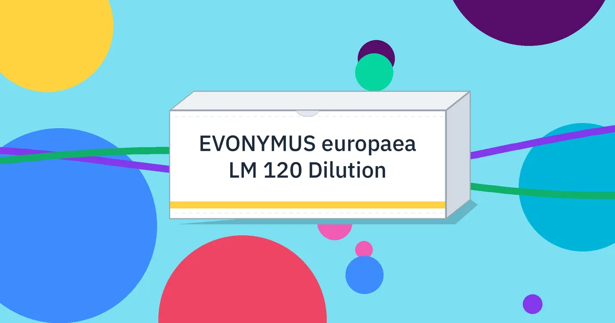 Symbolbild: Packung mit der Aufschrift EVONYMUS europaea LM 120 Dilution (PZN 13484962) – Verfügbarkeit und Bezug in Apotheken in Frankfurt am Main