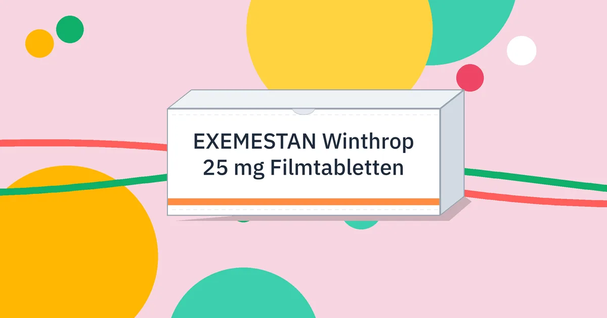Symbolbild: Packung mit der Aufschrift EXEMESTAN Winthrop 25 mg Filmtabletten (PZN 08761276) – Verfügbarkeit und Bezug in Apotheken in Frankfurt am Main