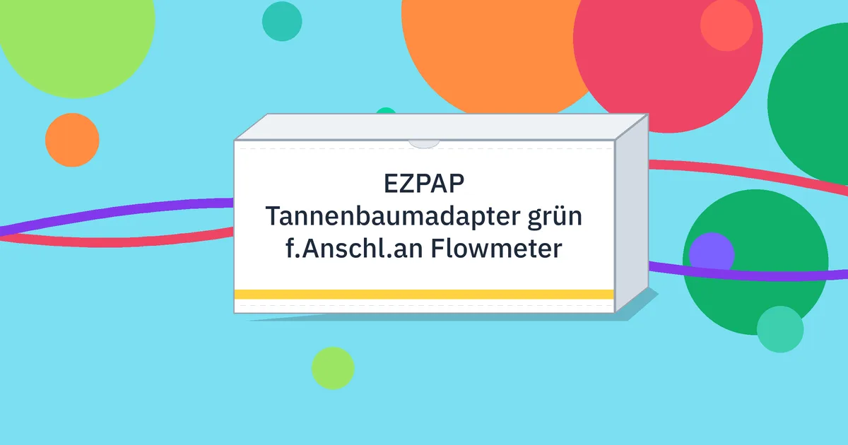 Symbolbild: Packung mit der Aufschrift EZPAP Tannenbaumadapter grün f.Anschl.an Flowmeter (PZN 10825032) – Verfügbarkeit und Bezug in Apotheken in Frankfurt am Main