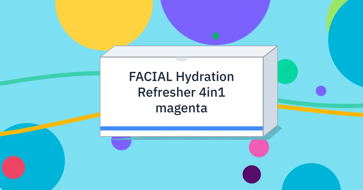 Symbolbild: Packung mit der Aufschrift FACIAL Hydration Refresher 4in1 magenta (PZN 18805916) – Verfügbarkeit und Bezug in Apotheken in Frankfurt am Main