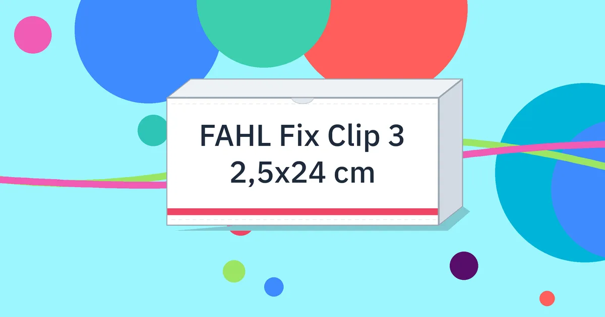 Symbolbild: Packung mit der Aufschrift FAHL Fix Clip 3 2,5x24 cm (PZN 19428195) – Verfügbarkeit und Bezug in Apotheken in Frankfurt am Main